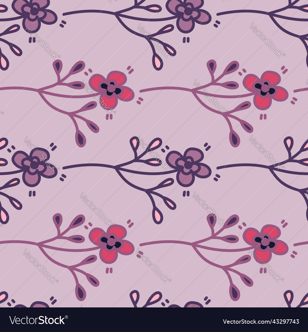 Hand Drawn Vintage Flower Seamless Pattern Simple Vector Image 