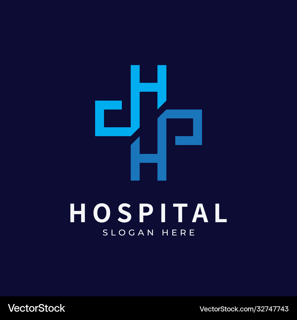 Health logo with initial letter h hh Royalty Free Vector