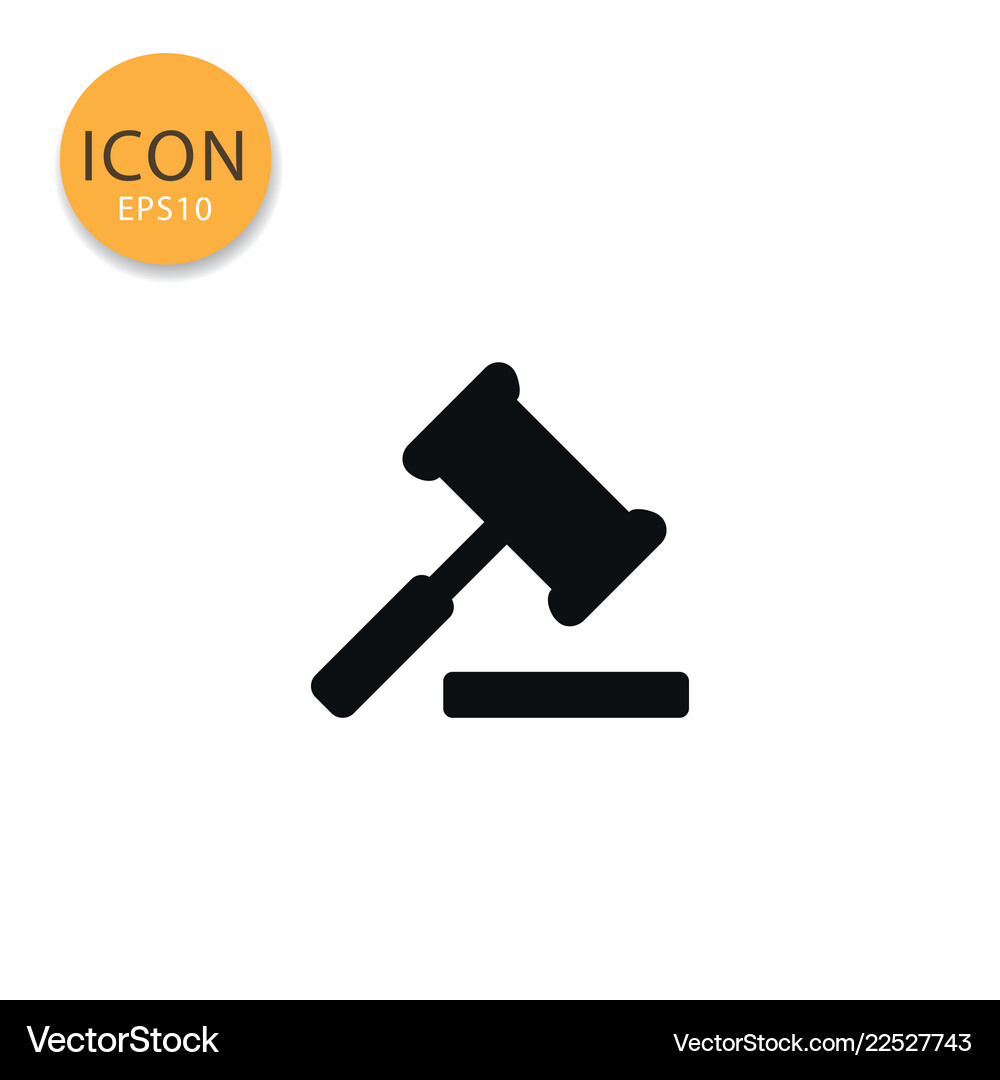 Judge gavel icon isolated flat style Royalty Free Vector