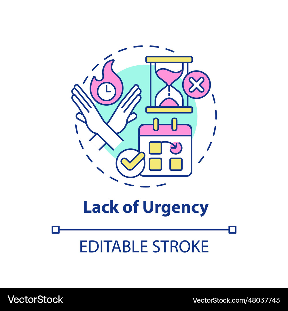 Lack of urgency multi color concept icon Vector Image
