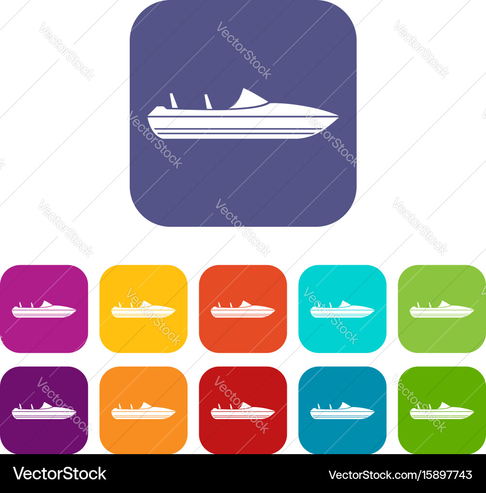 Little powerboat icons set Royalty Free Vector Image