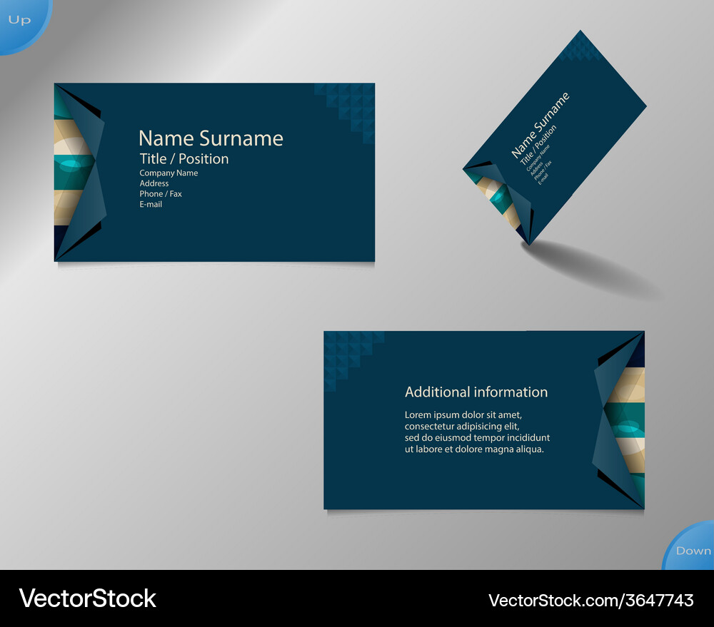 New dark blue business card layout Royalty Free Vector Image