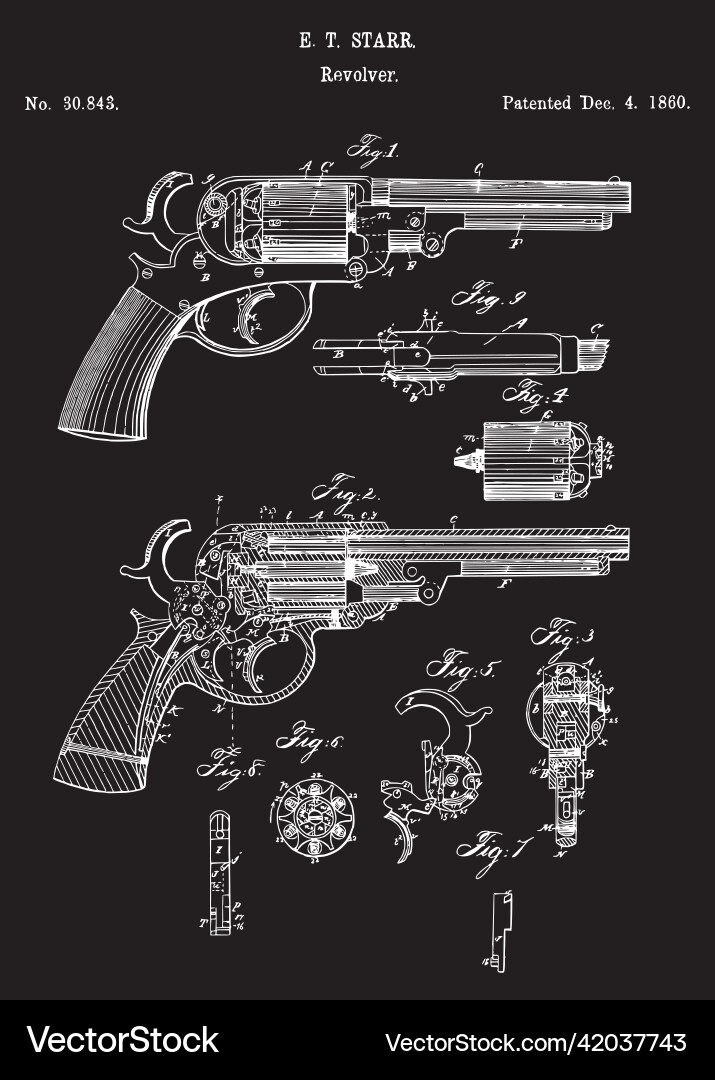 Revolver gun patent Royalty Free Vector Image - VectorStock