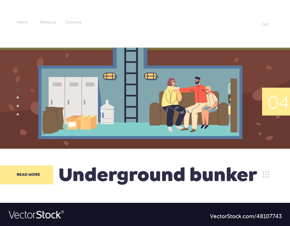 Underground bunker concept of landing page Vector Image Underground bunker concept of landing page Vector Image