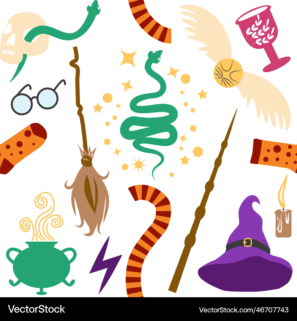 Witches school of magical objects seamless Vector Image