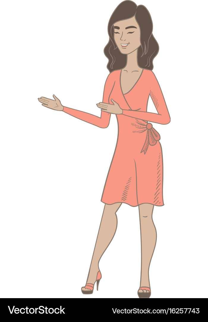 Young hispanic happy woman gesturing Royalty Free Vector