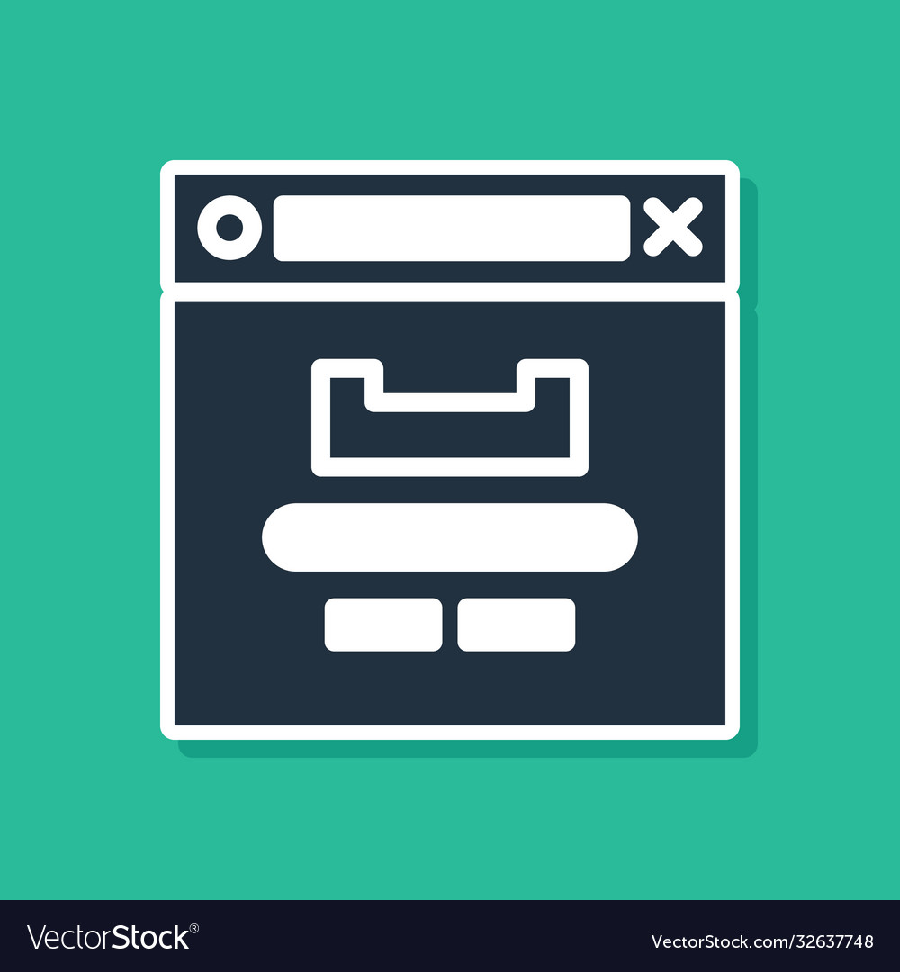 Blue browser window icon isolated on green Vector Image
