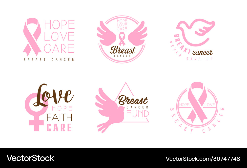 Breast cancer fund logo templates design set Vector Image