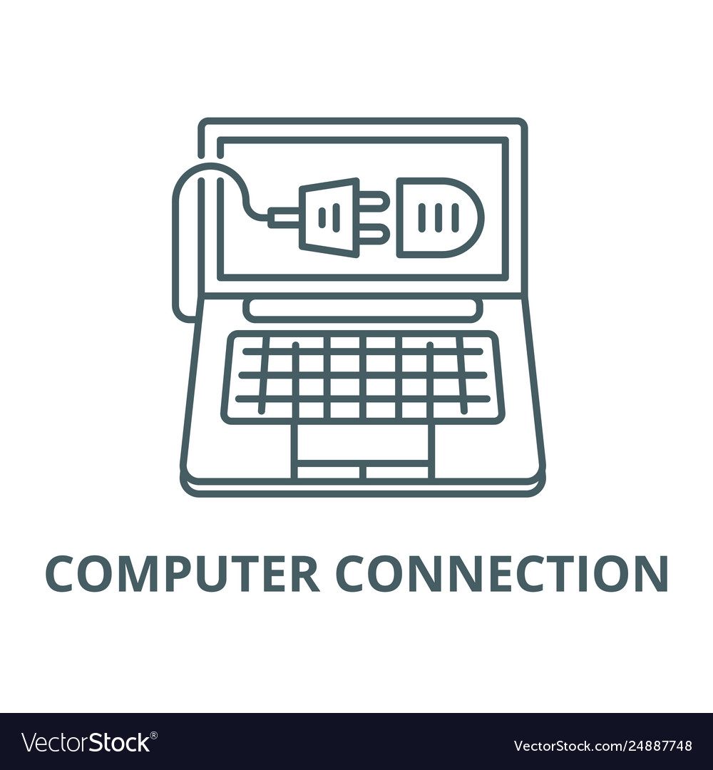 Computer connection line icon Royalty Free Vector Image