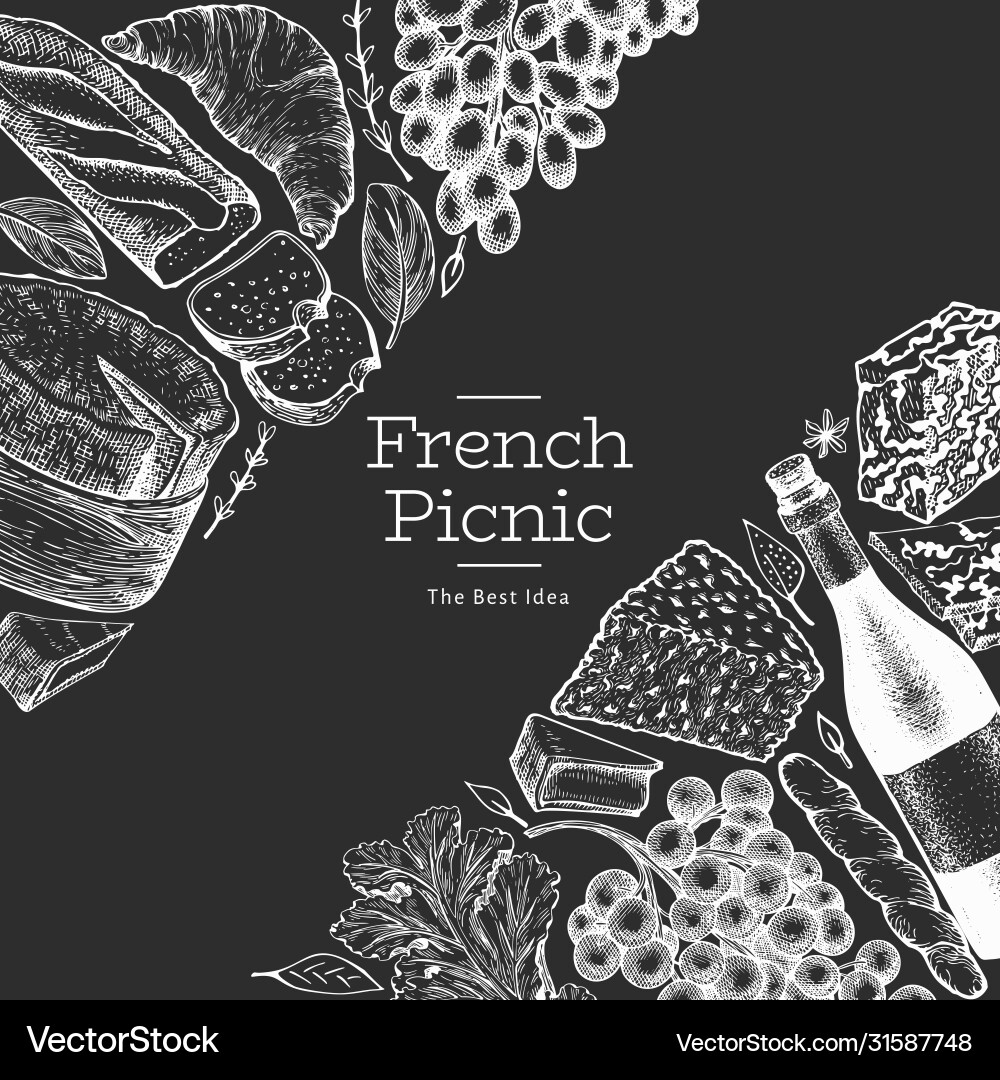 French food design template hand drawn picnic Vector Image
