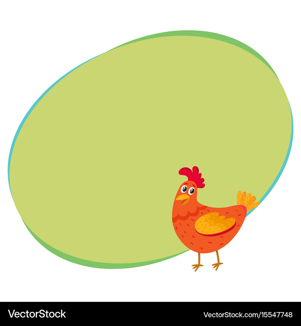 Funny cartoon red chicken hen standing Royalty Free Vector