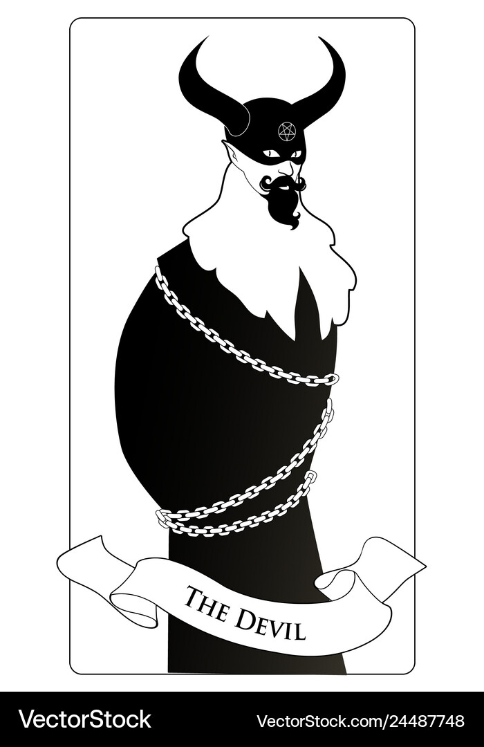 Major arcana tarot cards the devil man wearing Vector Image