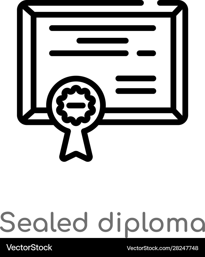 Outline sealed diploma icon isolated black simple Vector Image