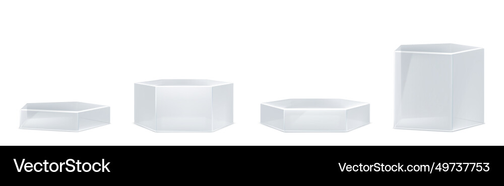 3d pentagon and hexagon glass platforms set Vector Image