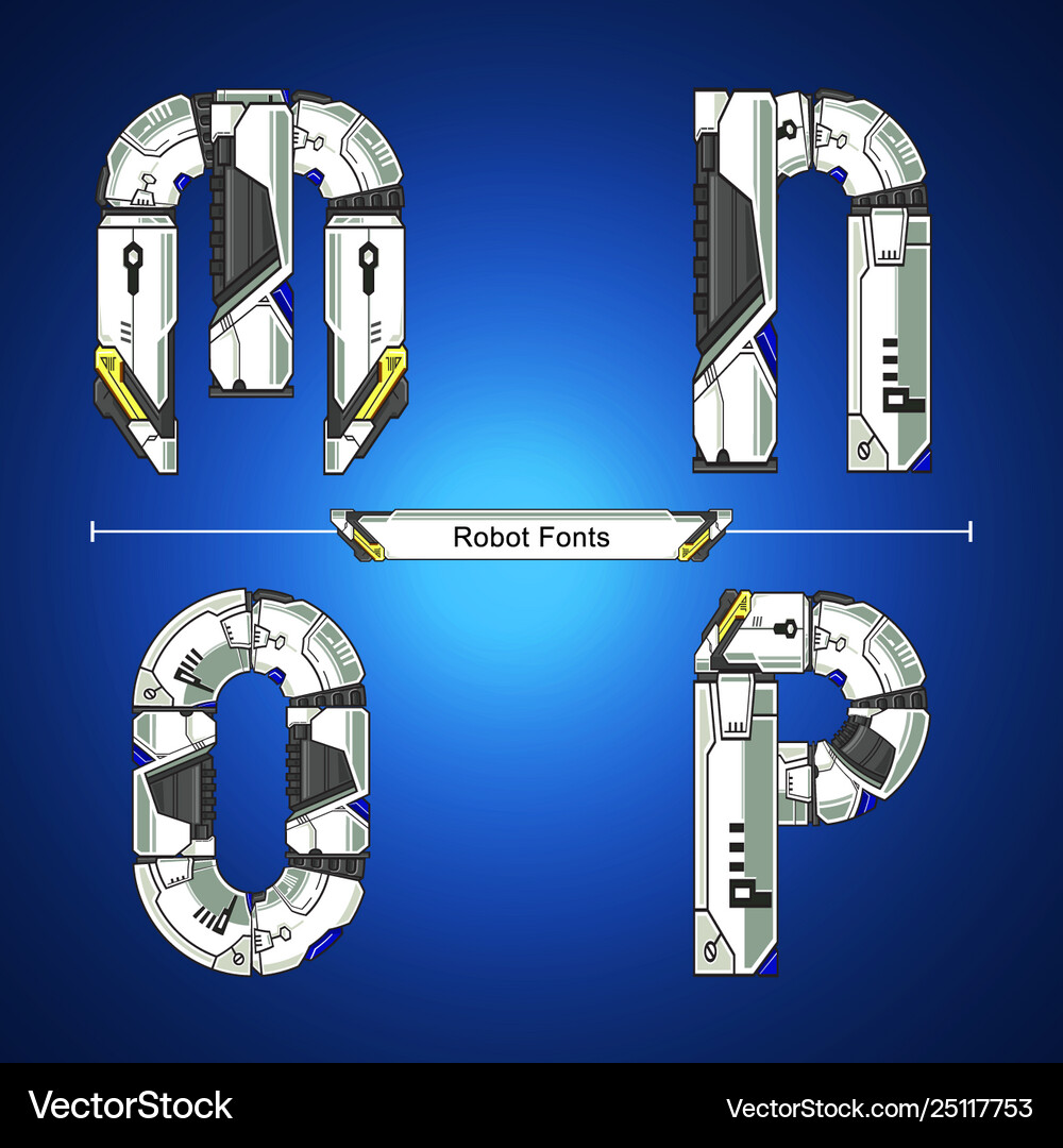 Alphabet robot futuristic technology style Vector Image