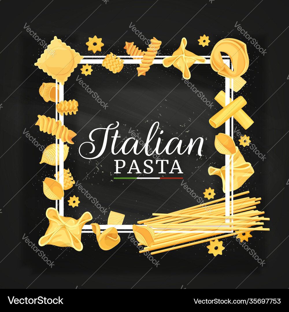 Italian cuisine pasta and spaghetti frame Vector Image