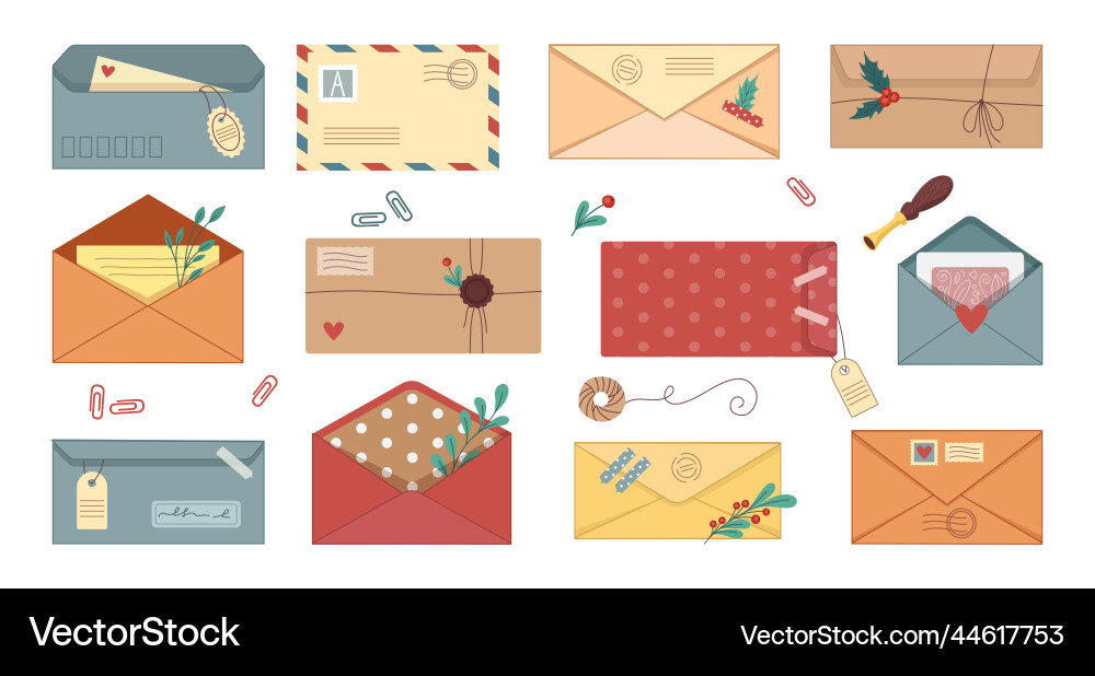Letter envelope mail card postcard and plant Vector Image