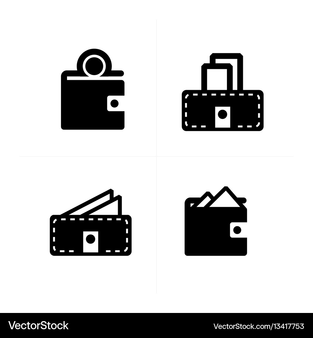 Money in wallet set 4 icon Royalty Free Vector Image