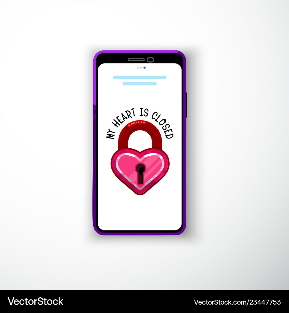 My heart is closed smartphone flat style Vector Image