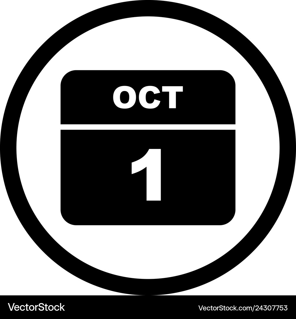 October 1st date on a single day calendar Vector Image