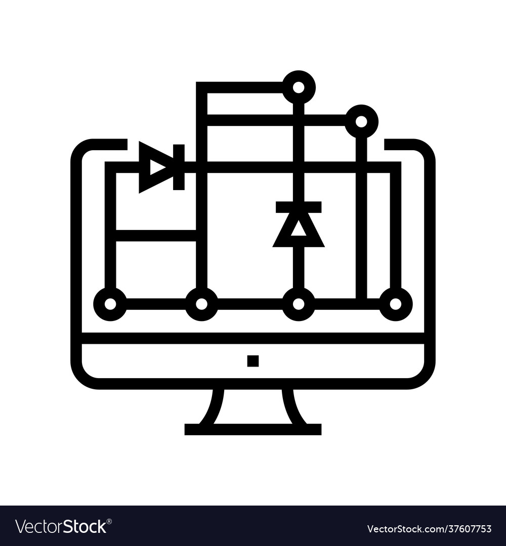 Scheme on computer screen for semiconductor Vector Image