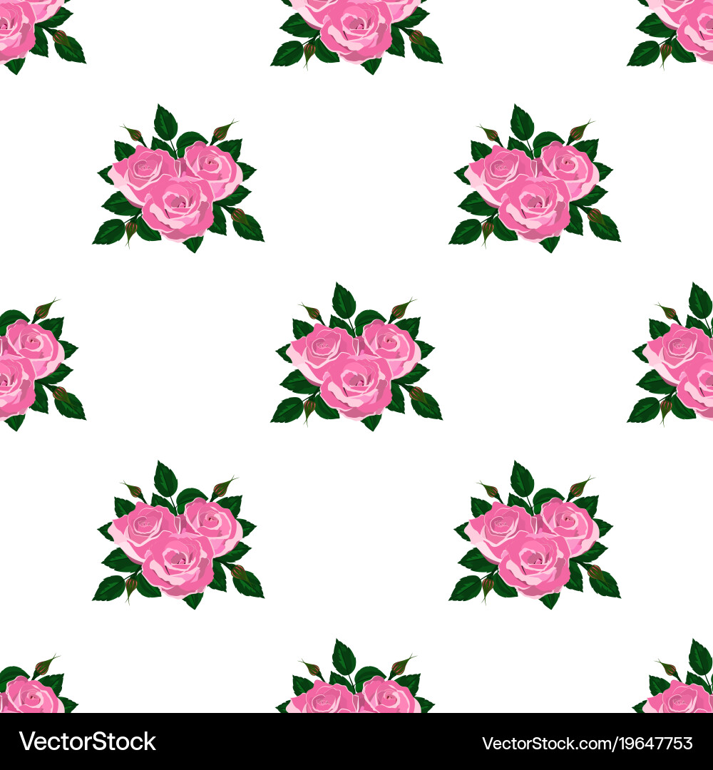 Seamless wallpaper pink roses Royalty Free Vector Image