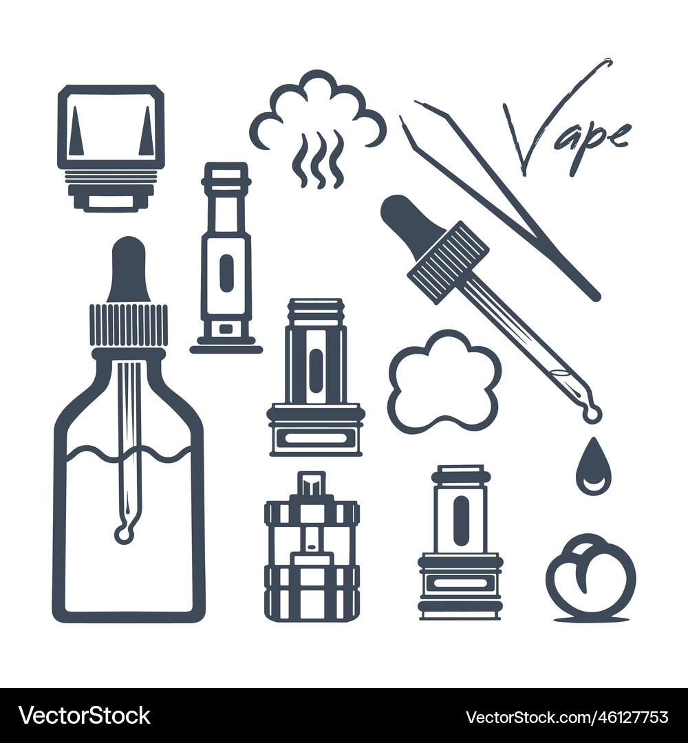 Vape vaporizers and accessories Royalty Free Vector Image