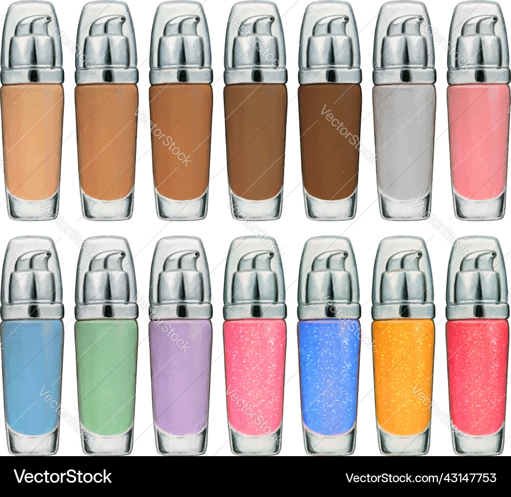 Watercolor cream makeup collection Royalty Free Vector Image