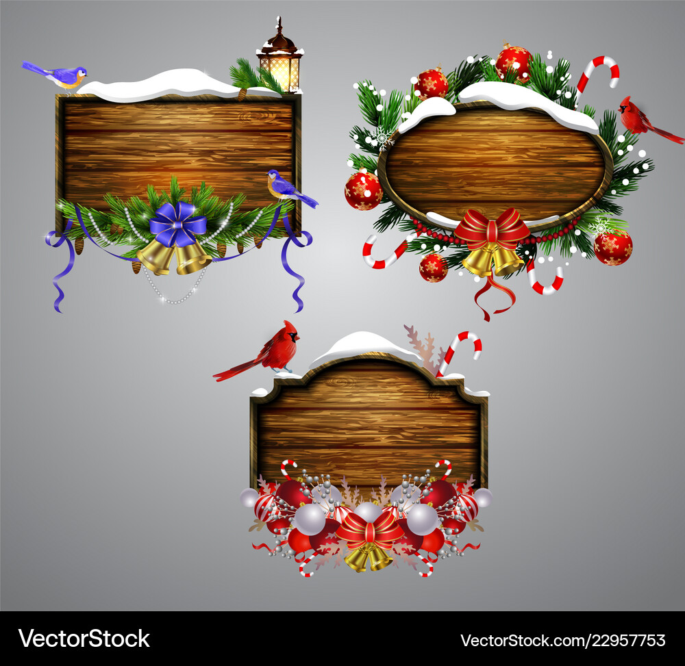 Wooden christmas board Royalty Free Vector Image