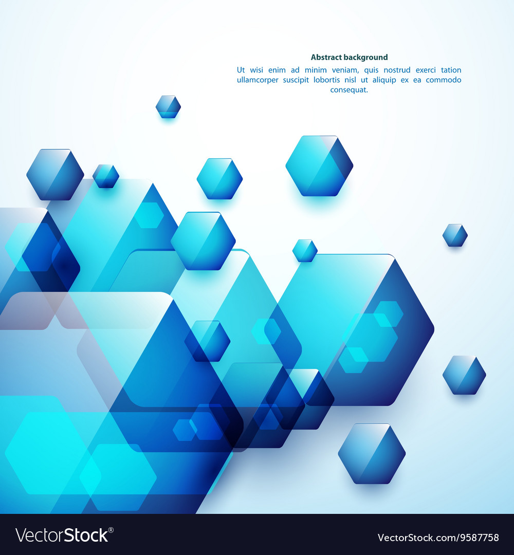 Abstract blue and glass hexahedrons background Vector Image