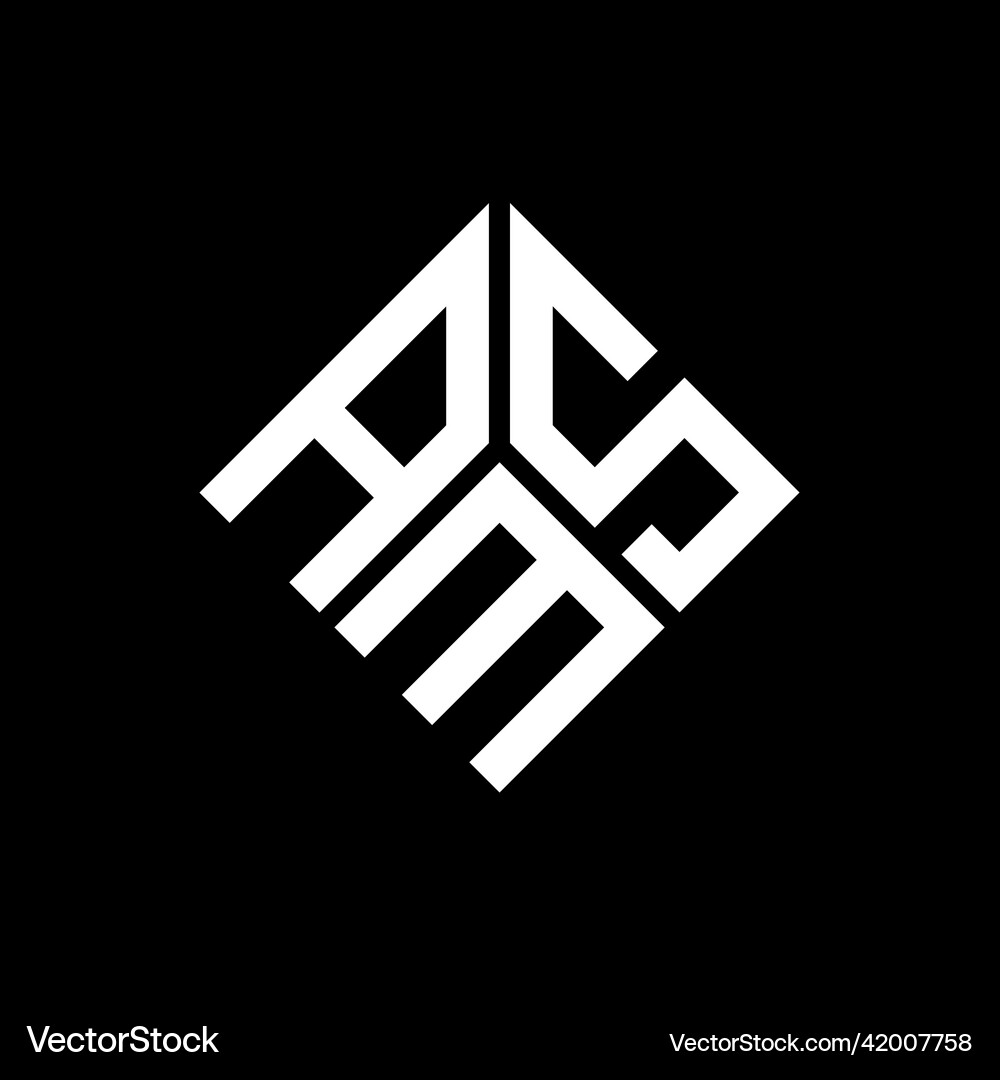 Ams letter logo design on black background Vector Image