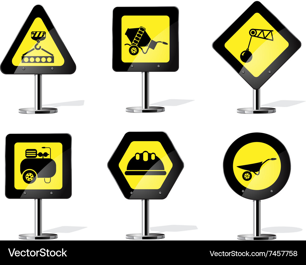 Building equipment on road sign Royalty Free Vector Image