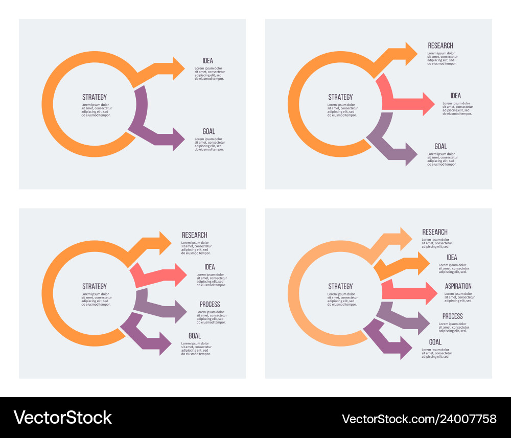 Business infographic circular chart with 2 3 4 Vector Image