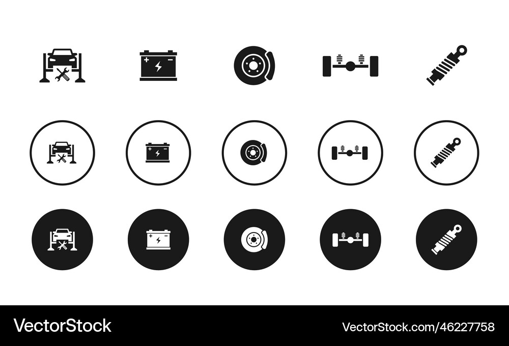 Car service battery disk brake suspension Vector Image
