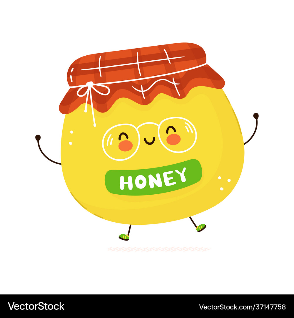 Cute funny honey character hand drawn Royalty Free Vector