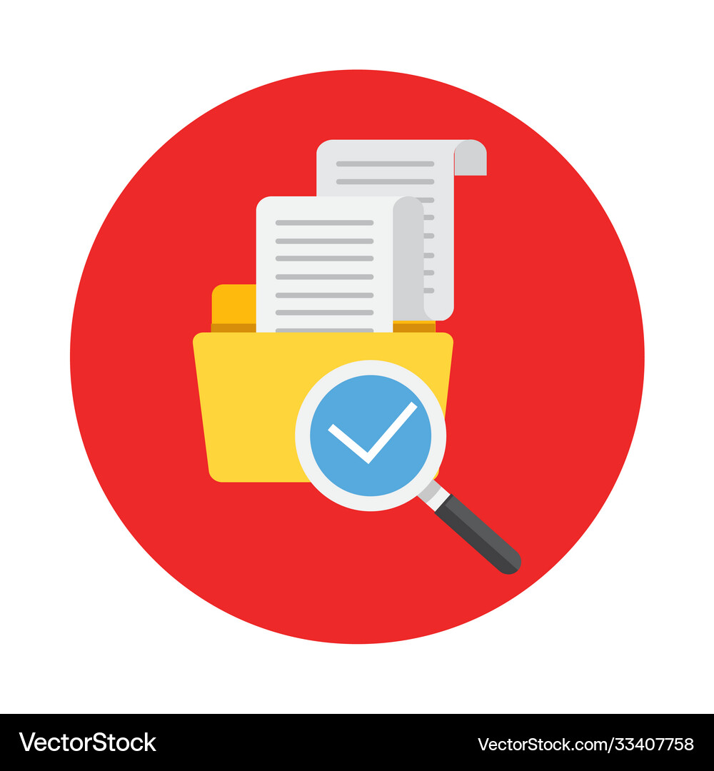 File folder directory and magnifying glass tick Vector Image