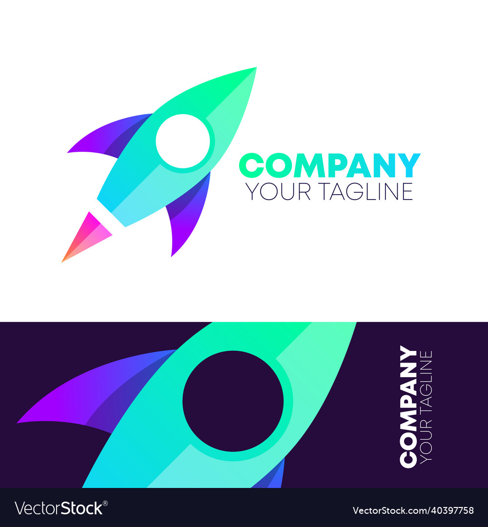 Gradient rocket logo design Royalty Free Vector Image