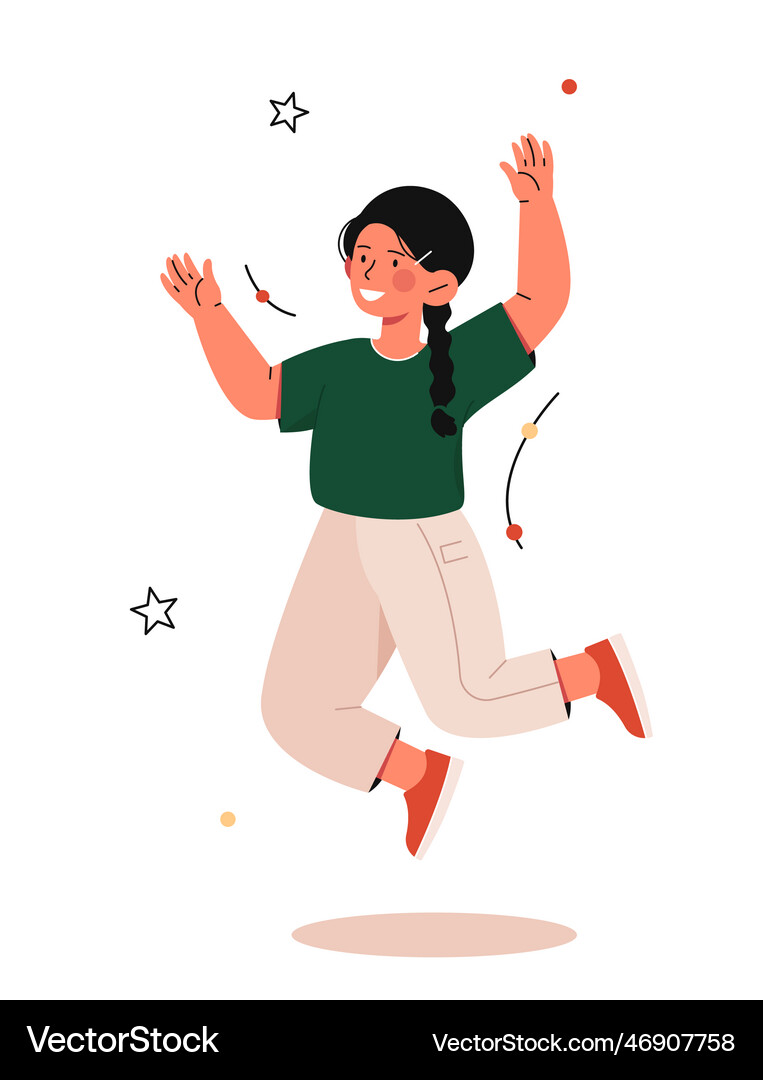 Happy girl jumping Royalty Free Vector Image - VectorStock