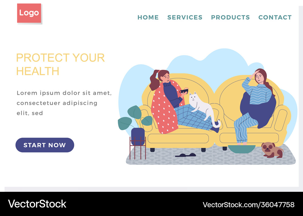 Internet website layout protect human health Vector Image