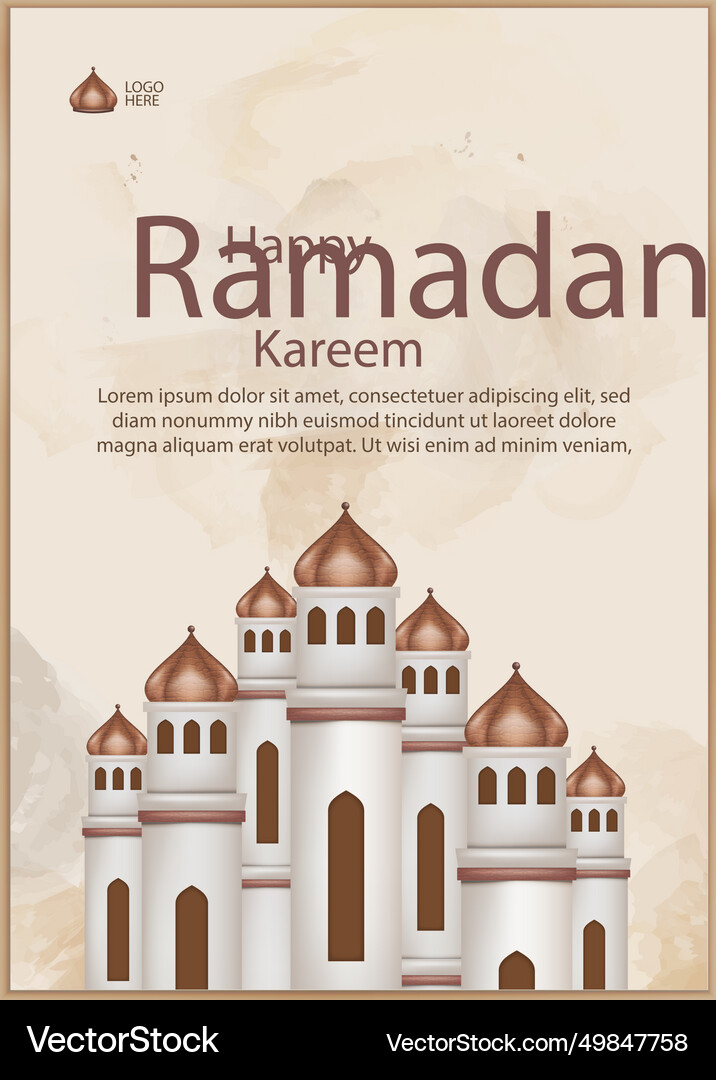 Realistic ramadan poster with mosque for banner Vector Image
