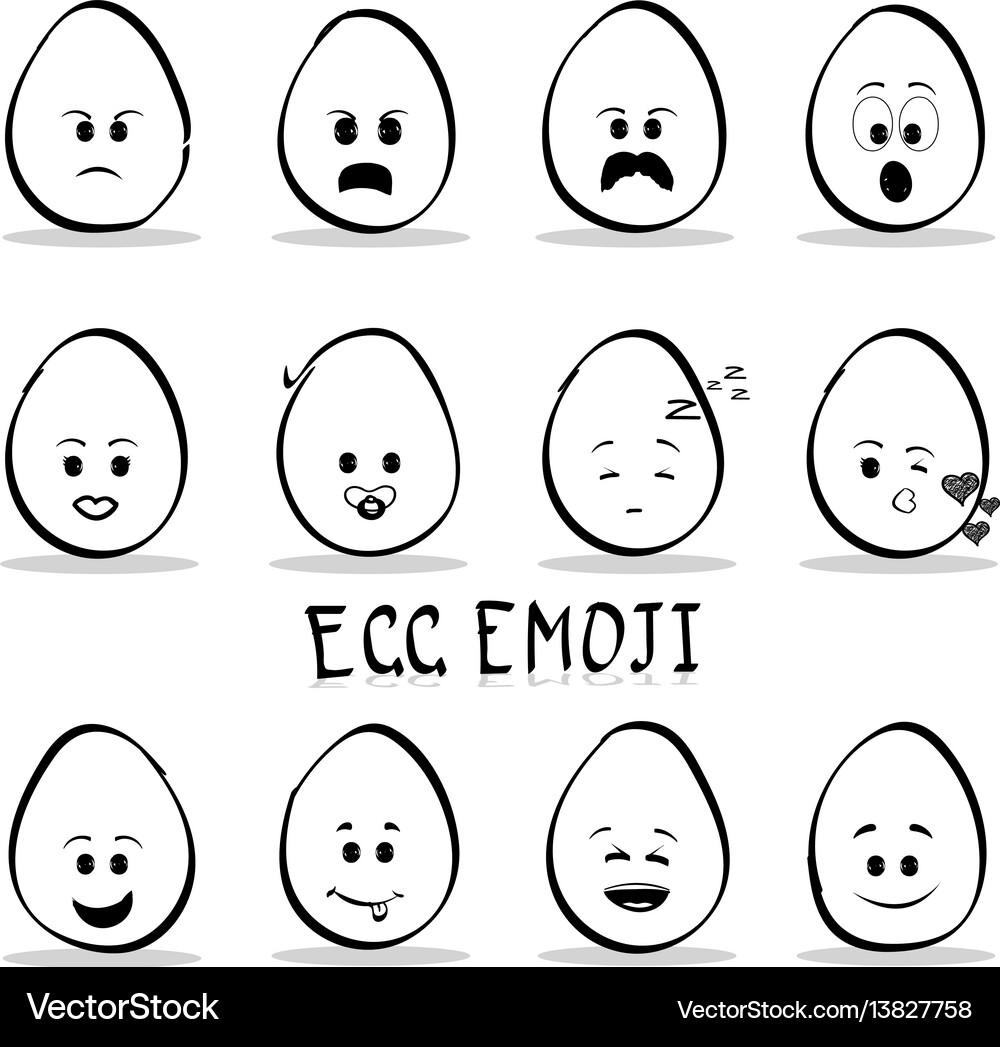 Set egg emoji isolated on white background Vector Image