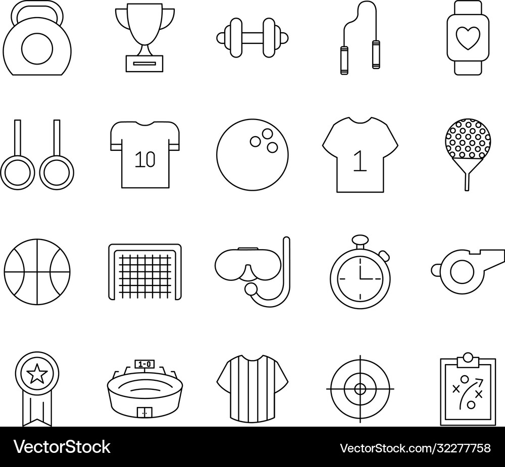 Sport line style icon set design Royalty Free Vector Image