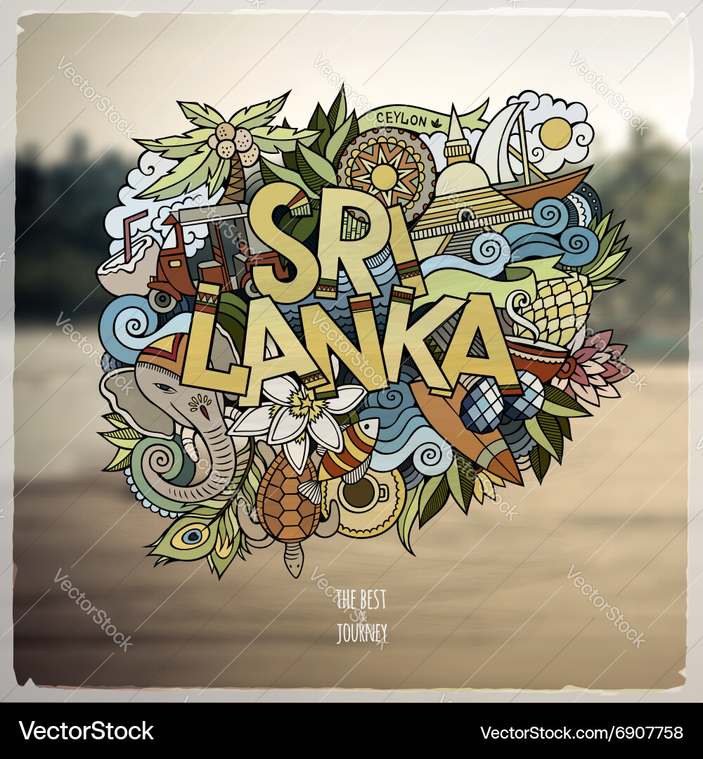 Sri Lanka hand lettering and doodles elements Vector Image