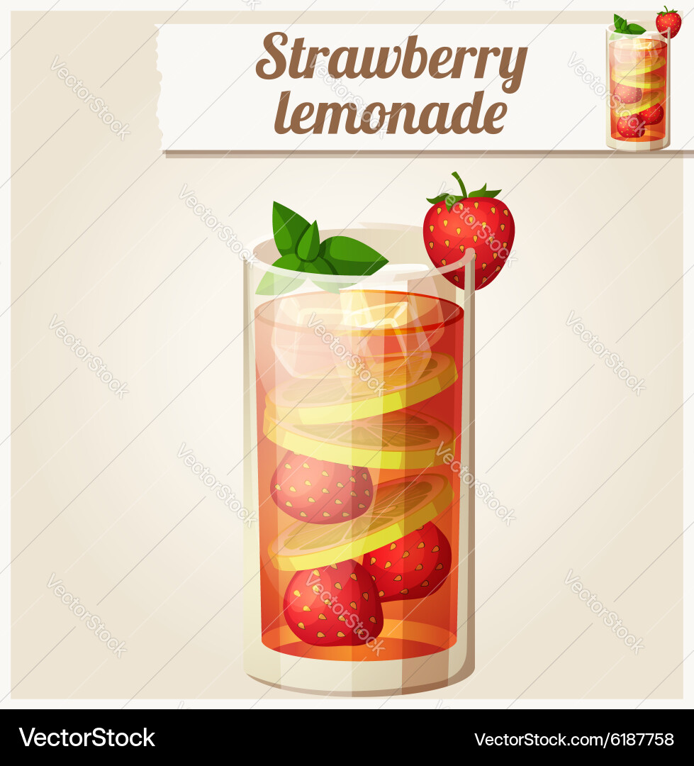 Strawberry lemonade detailed icon Royalty Free Vector Image