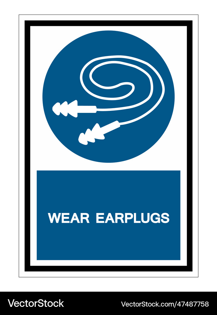 Wear earplugs symbol isolate on white background Vector Image