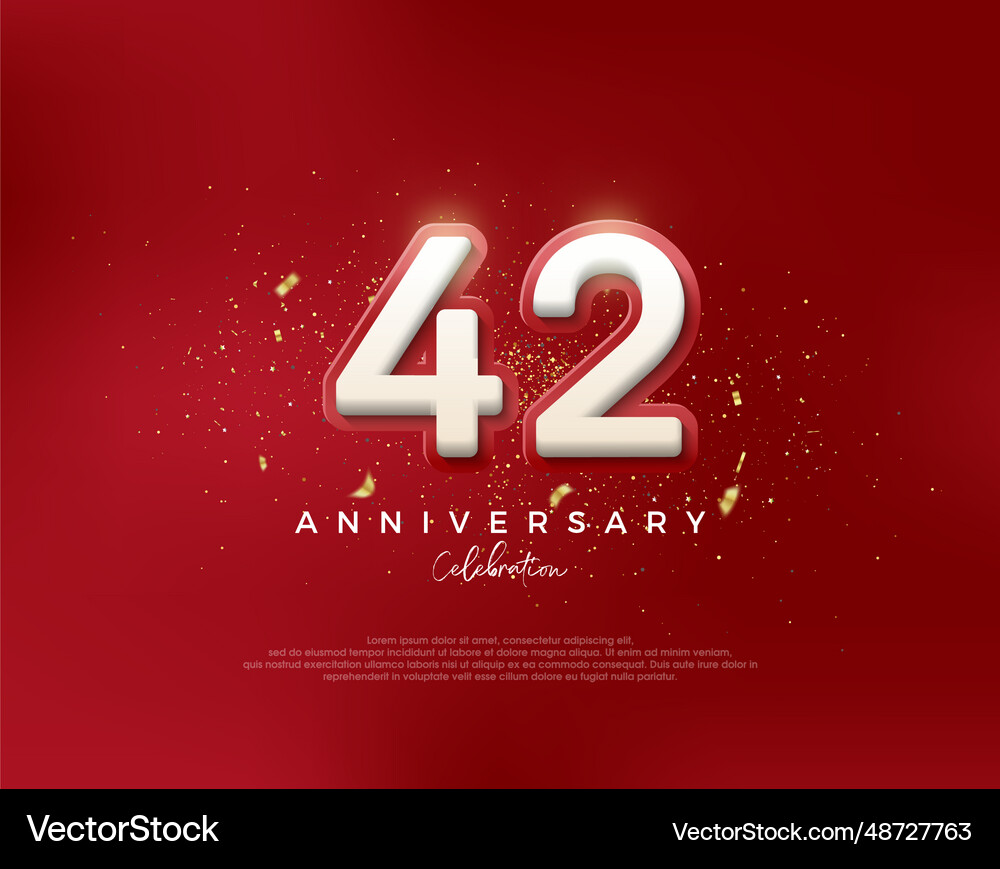 42nd anniversary number with 3d white numbers Vector Image
