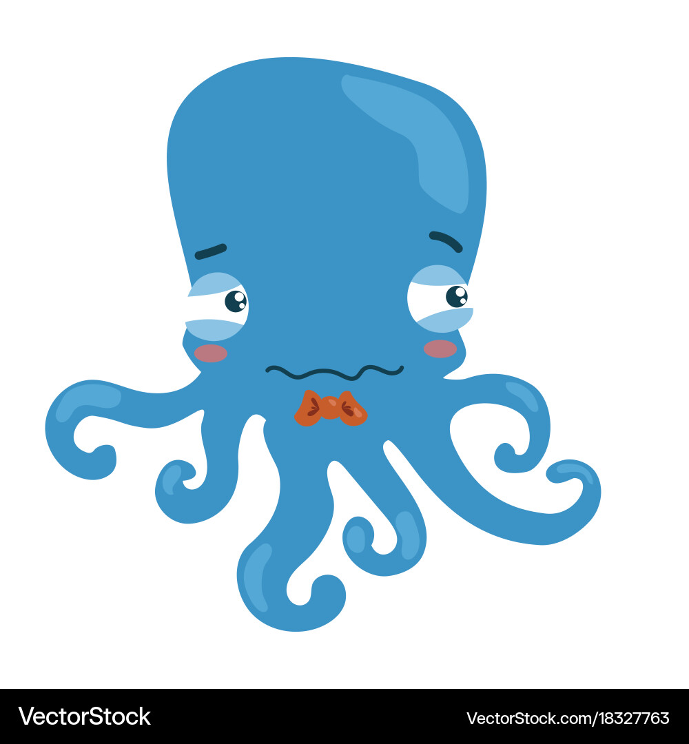Cartoon octopus a little sad octopus Royalty Free Vector