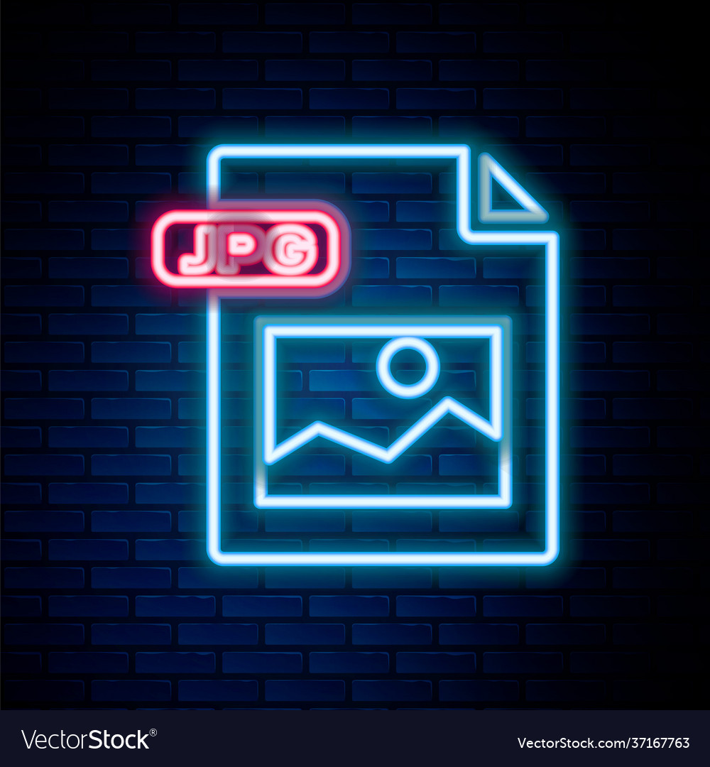 Glowing neon line jpg file document download Vector Image Glowing neon line jpg file document download Vector Image