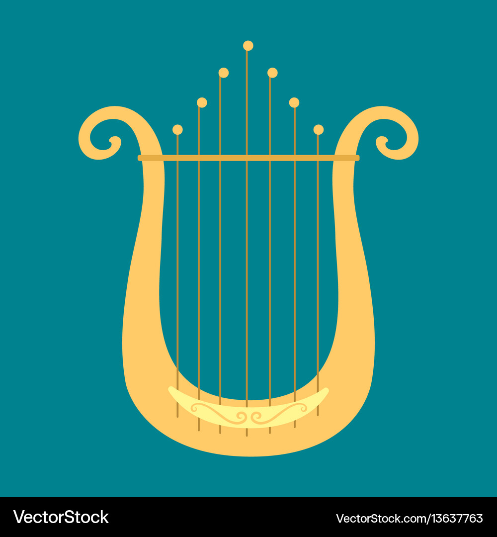 Harp icon golden stringed musical instrument Vector Image