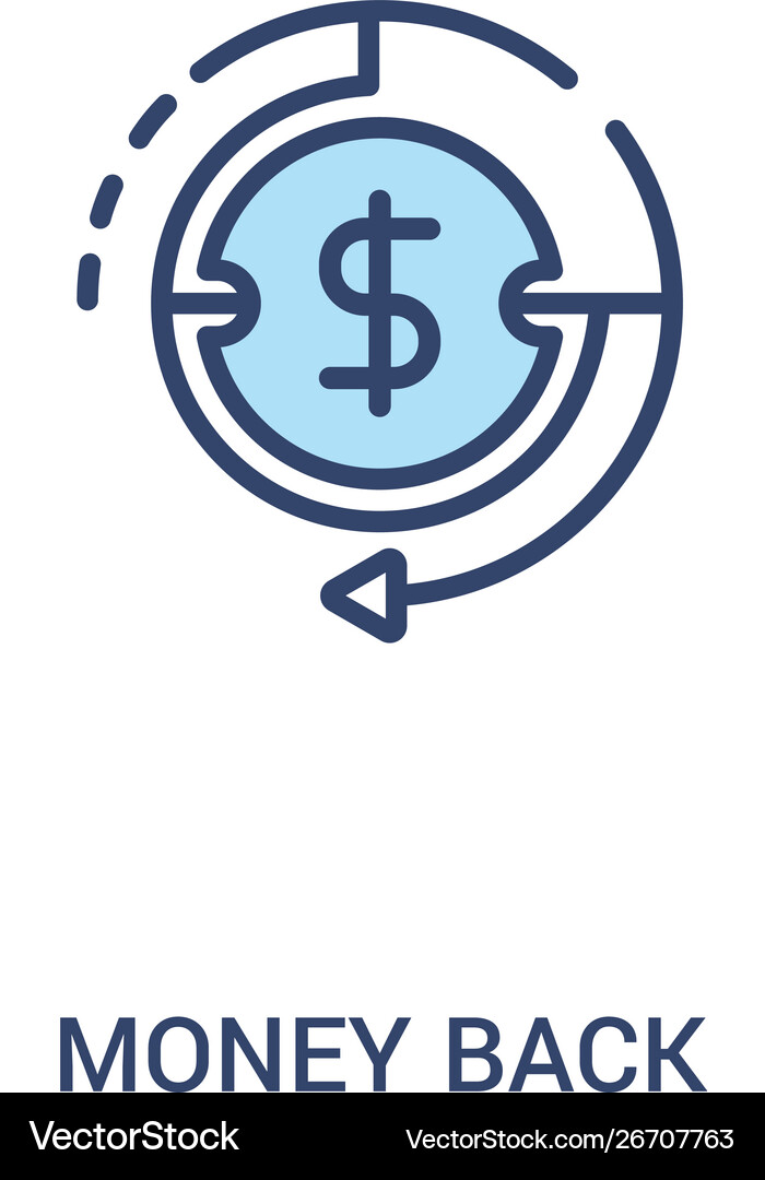 Money back concept 2 colored icon simple line Vector Image